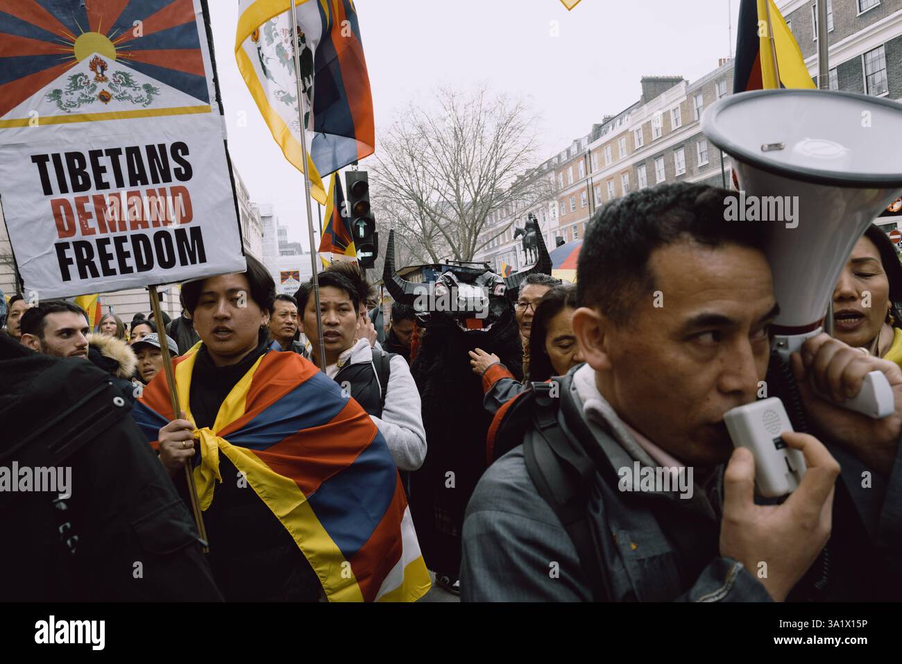 Tibetan independence protest in London Protesters gather outside ...