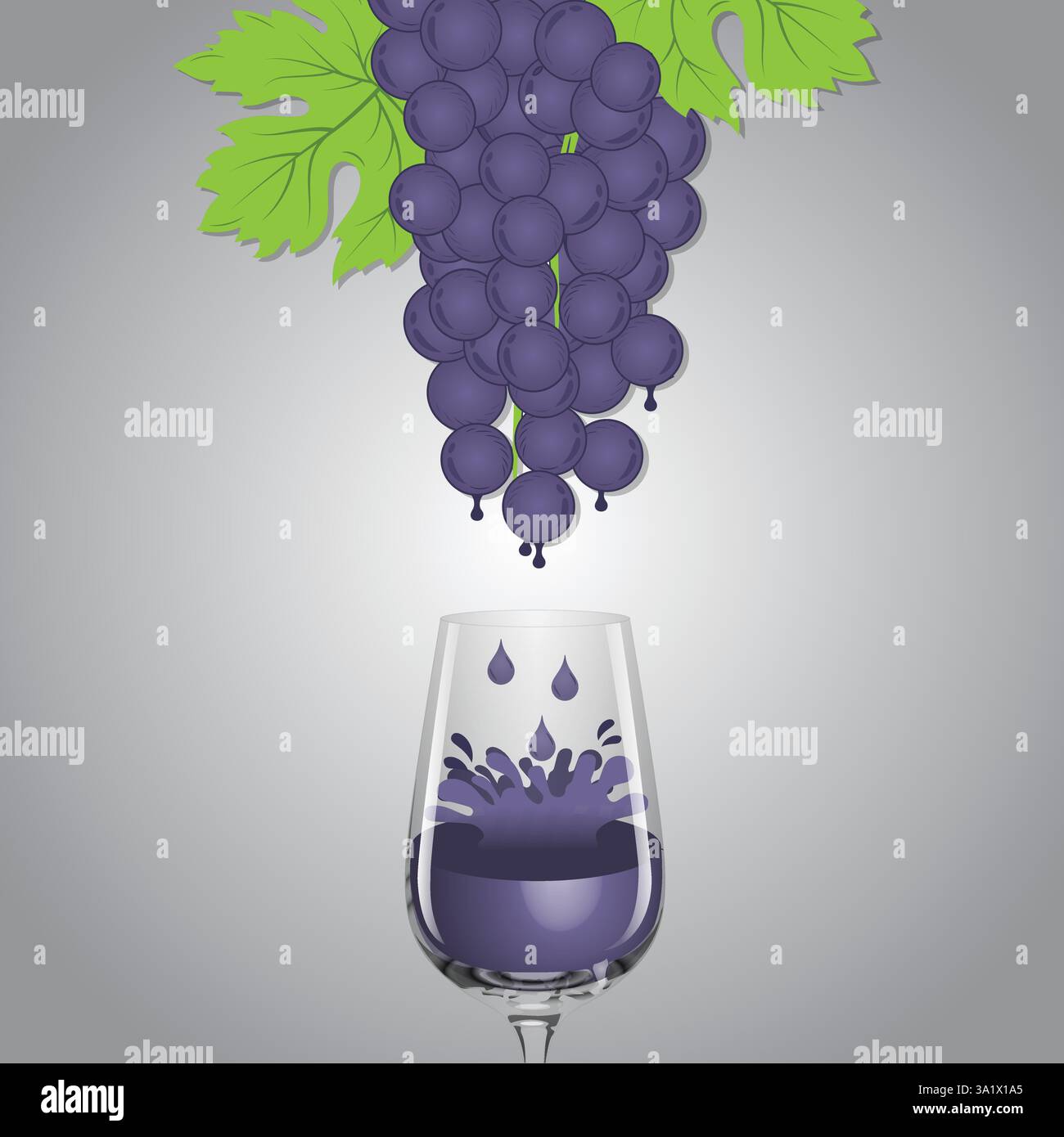 A creative vector illustration of a fresh bunch of purple grapes ...