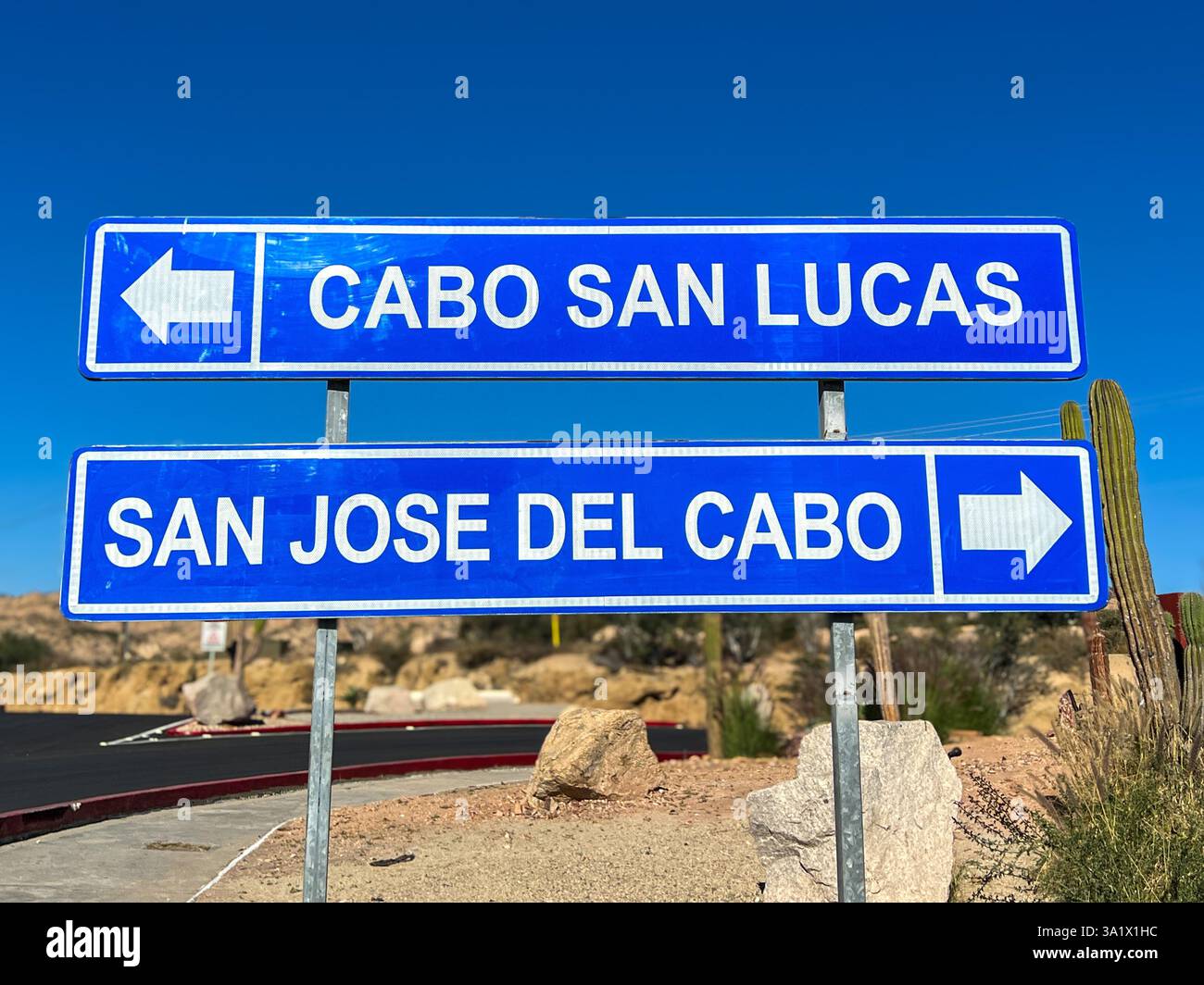 Directional signs at Carr. Transpeninsular (Mexico 1) in the Los Cabos ...