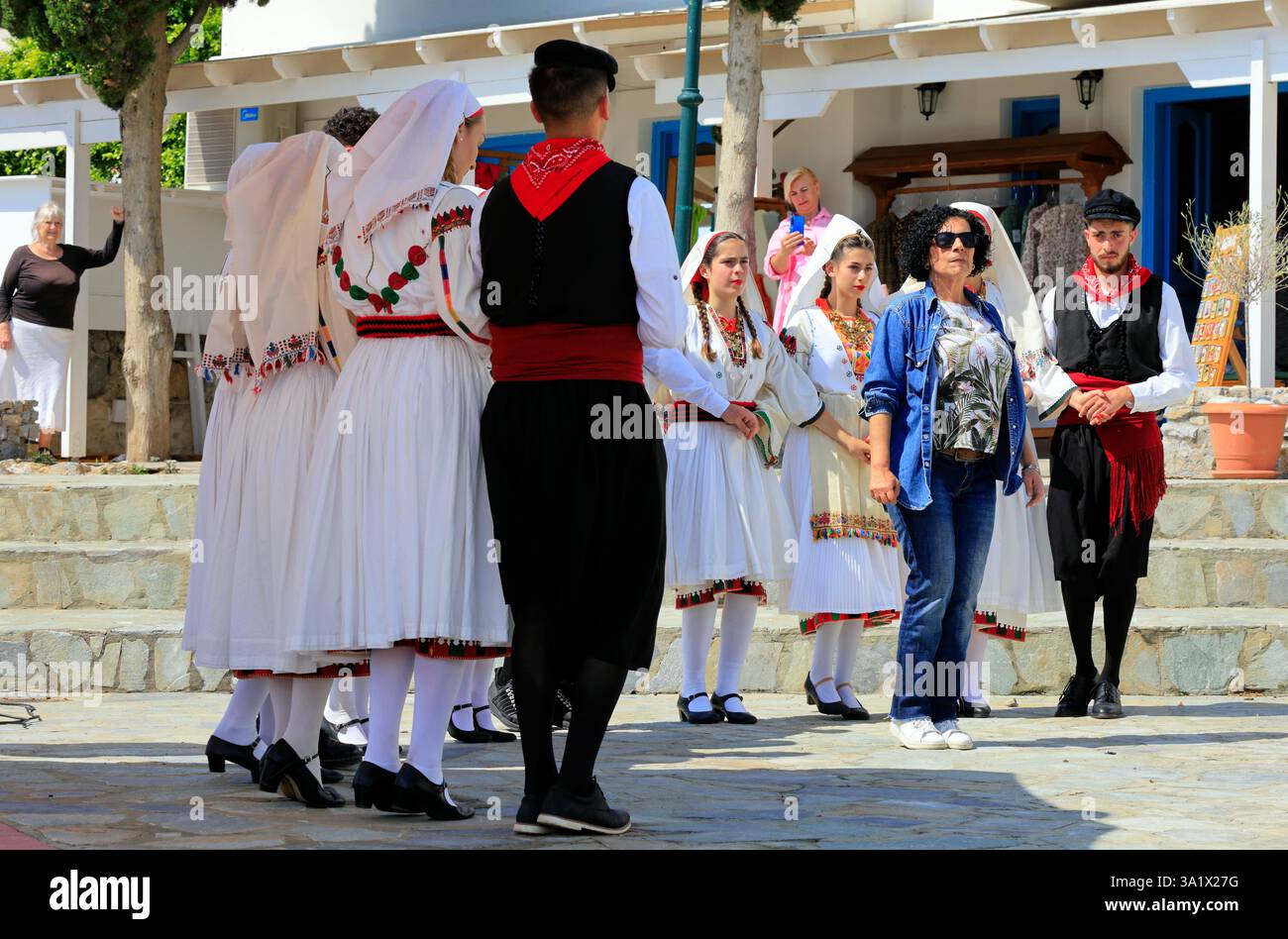 Choreography refresher during scenes from filming of a television ...
