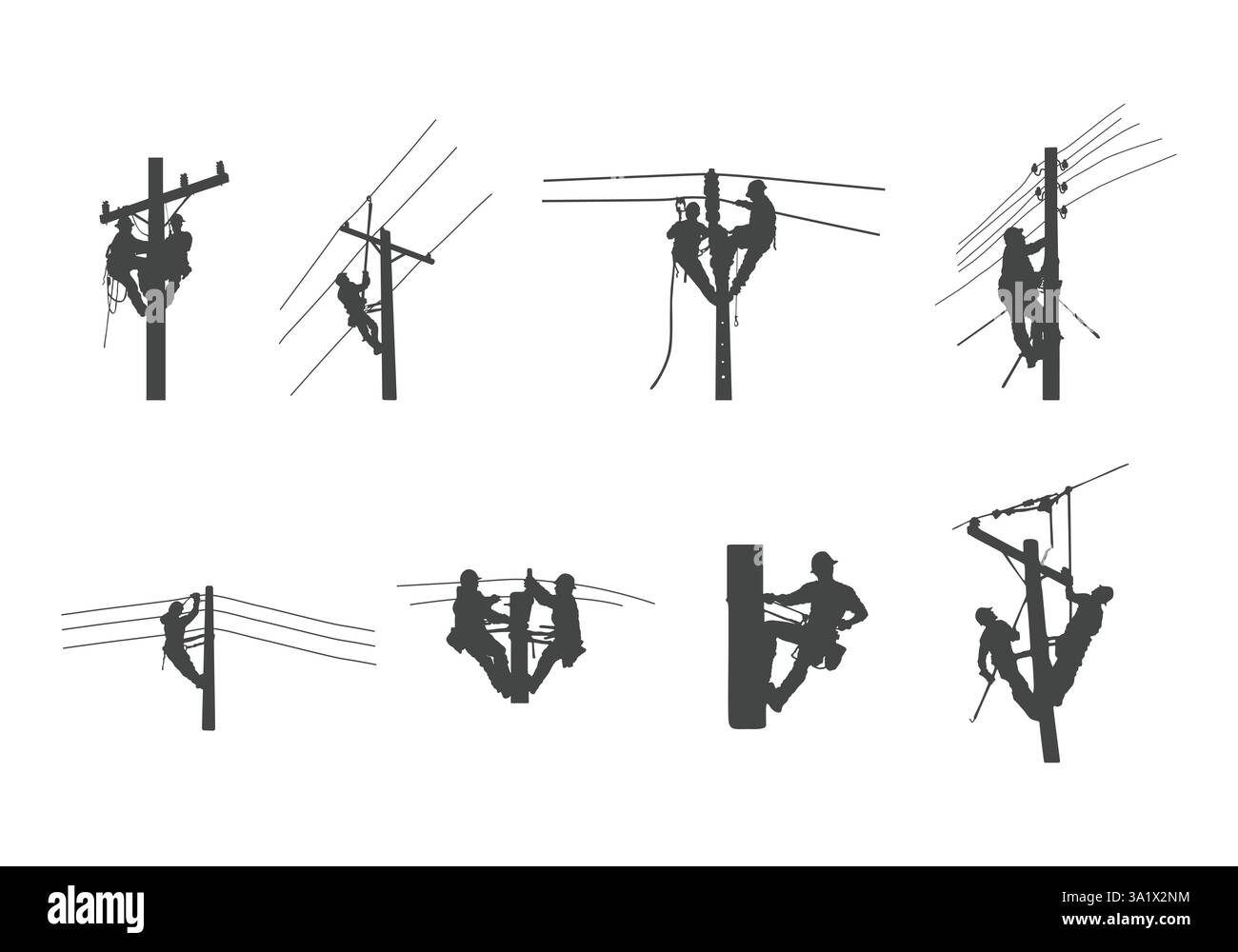 Lineman vectors, Power lineman silhouette, Electrical lineman vectors ...