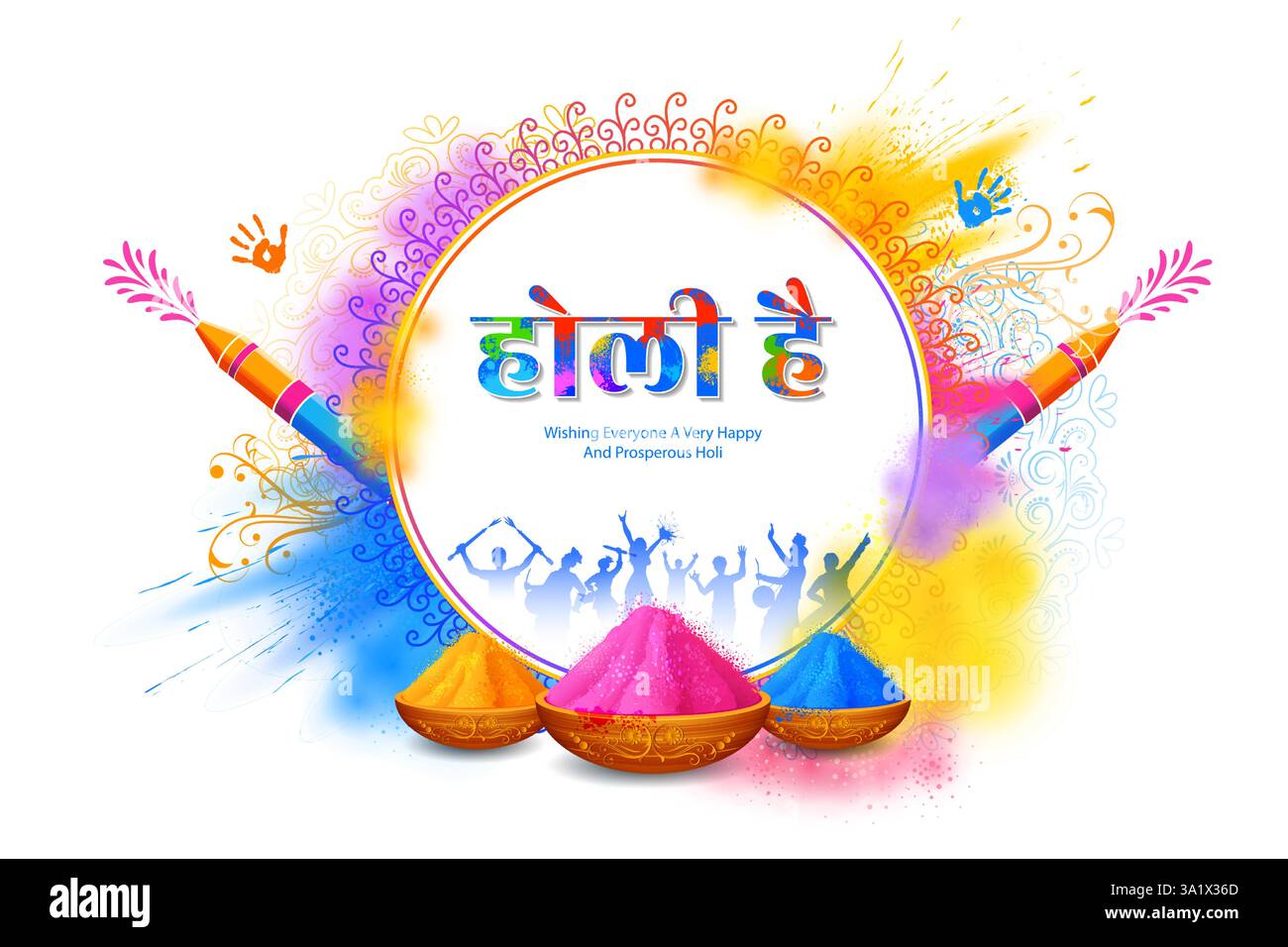 illustration of abstract colorful Happy Holi background card design for ...