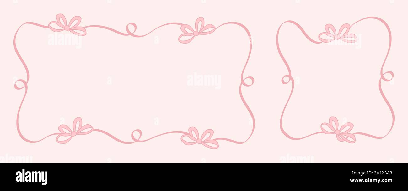 Vintage Coquette Frame with Bows Ribbons. Pink Girly Vibe. Vector ...