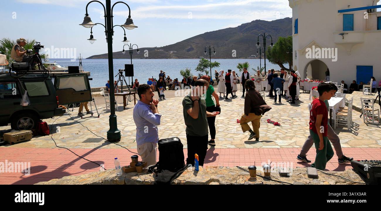 Tilos Island, Dodecanese. Scenes from filming of a television program ...