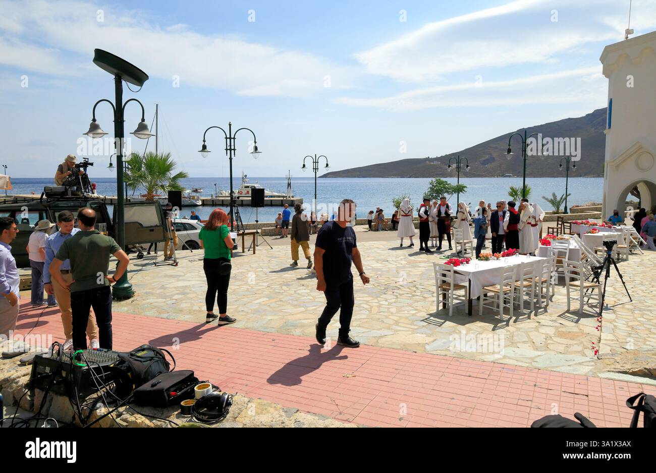 Tilos Island, Dodecanese. Scenes from filming of a television program ...