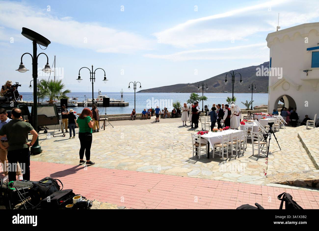 Tilos Island, Dodecanese. Scenes from filming of a television program ...