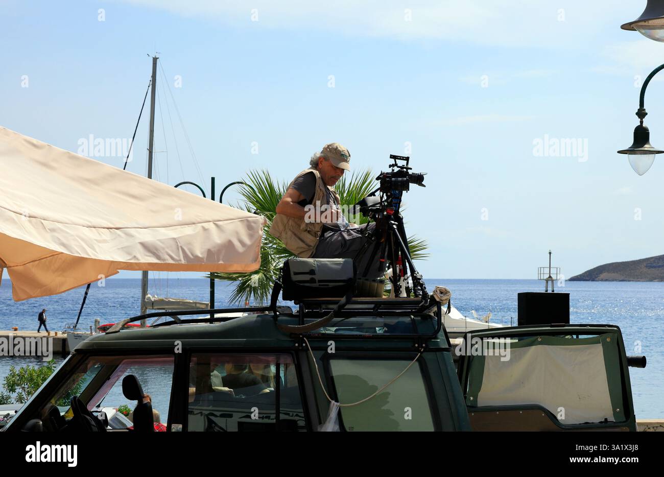 Tilos Island, Dodecanese. Scenes from filming of a television program ...