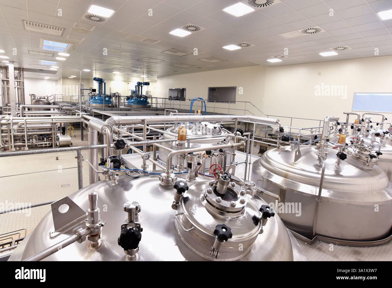 Interior of an industrial plant - pipelines, tank for storage Stock ...