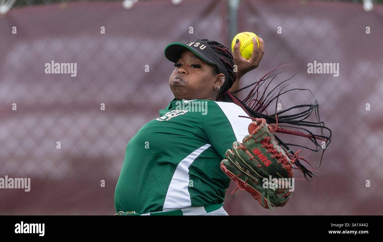 Mississippi Valley State outfielder Hailey Akers (25) during an NCAA ...