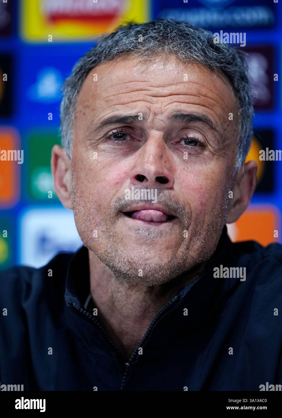 Paris Saint-Germain manager Luis Enrique during the press conference at ...
