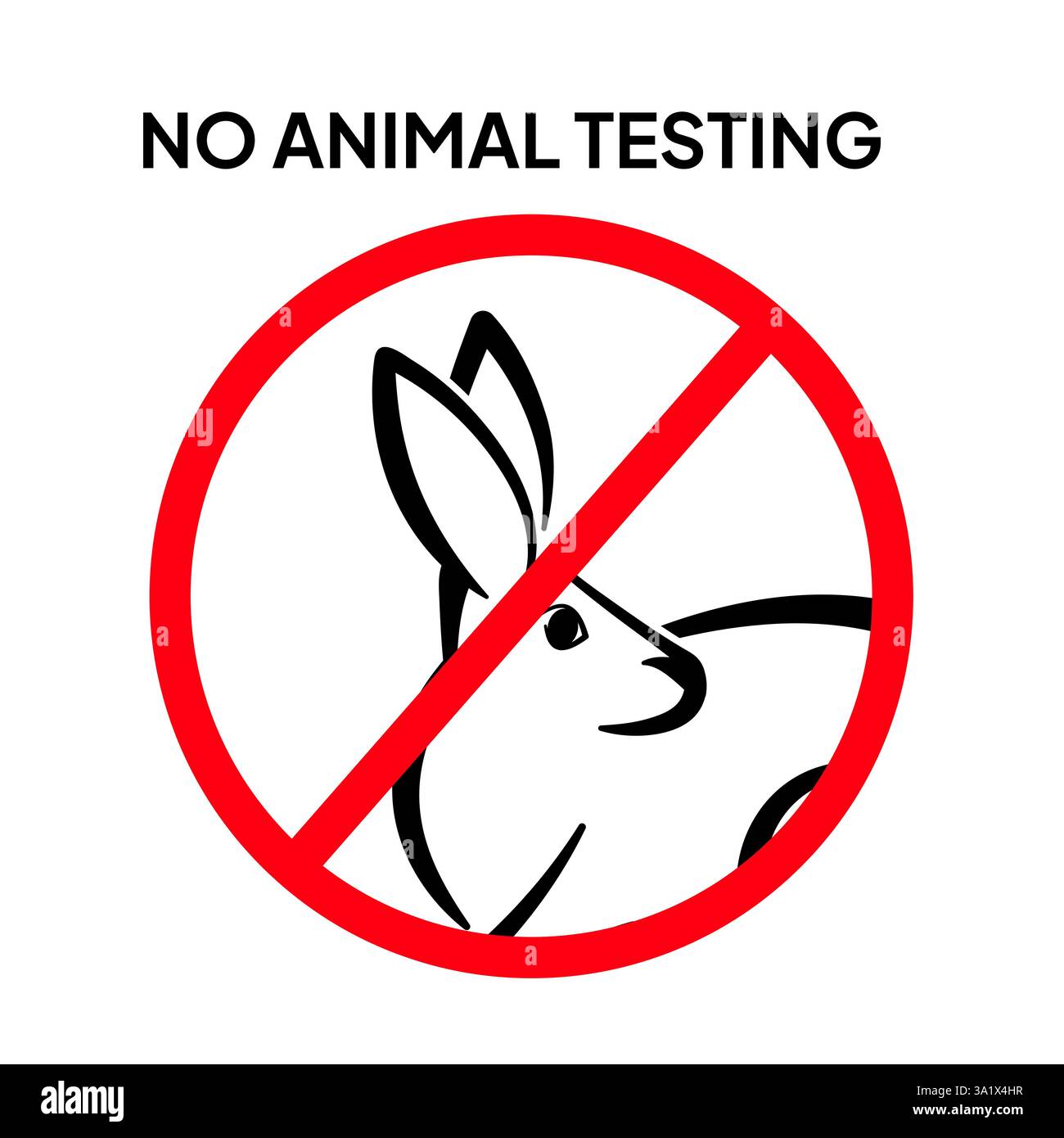 No animal testing sign with rabbit illustration crossed out Stock ...
