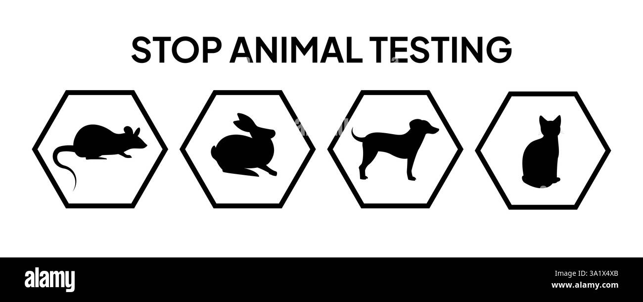 Stop animal testing sign with mouse, rabbit, dog and cat Stock Vector ...