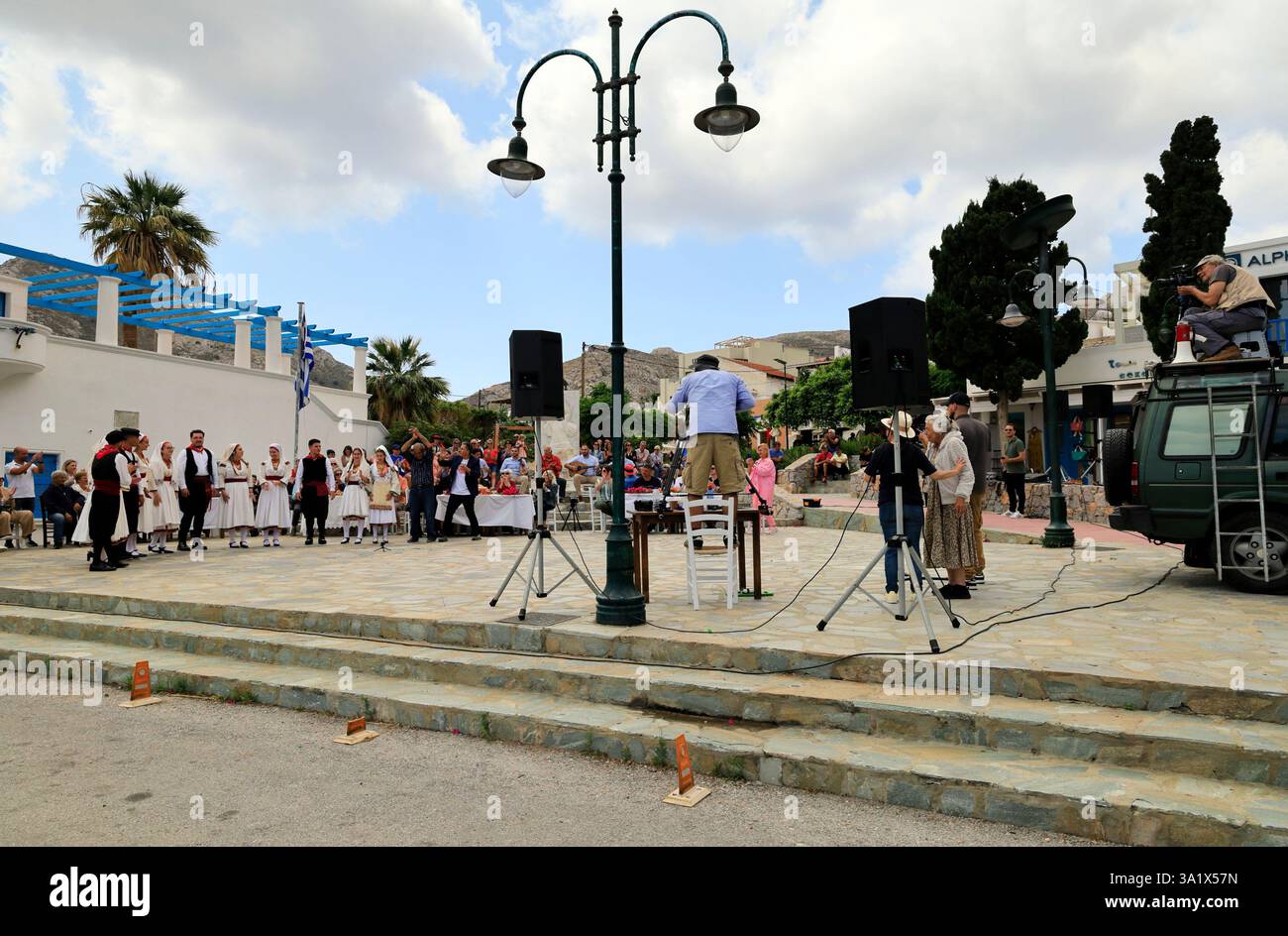 Tilos Island, Dodecanese. Scenes from filming of a television program ...
