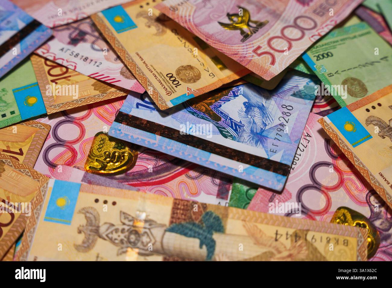 Tenge banknotes different denominations hi-res stock photography and ...