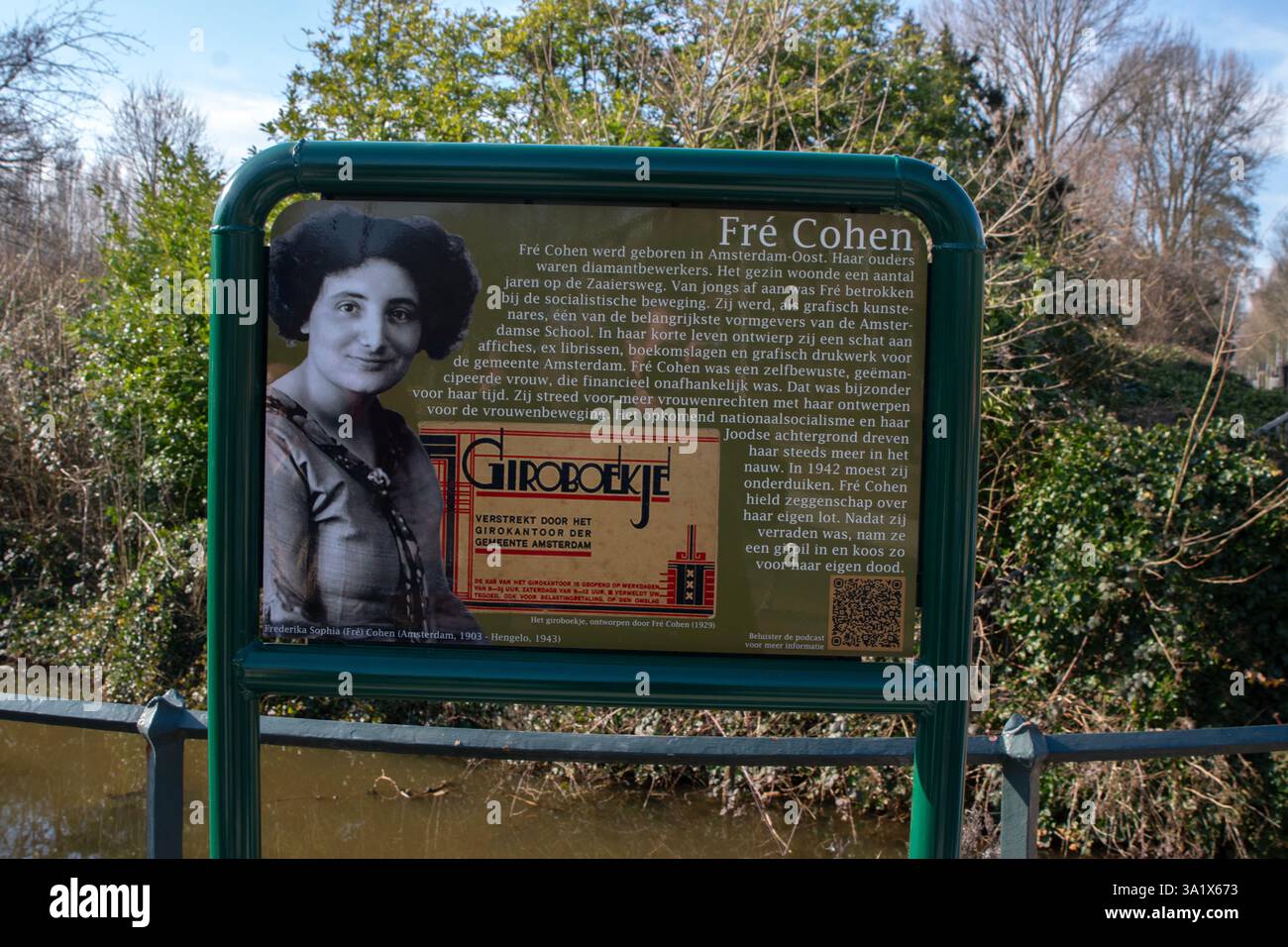 Fre Cohen Historical Bridge Sign At Amsterdam The Netherlands 5-3-2025 ...