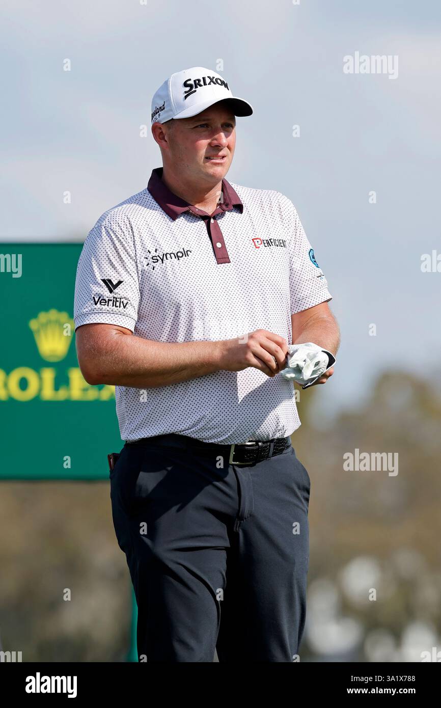 ORLANDO, FL - MARCH 09: Sepp Straka (USA) looks on at the 14th hole ...