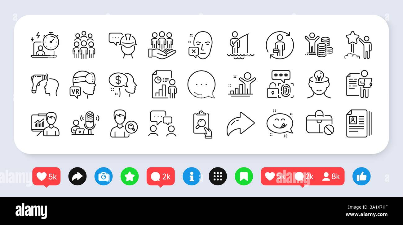 Biometric security, Timer and Pay line icons pack. For web app. Social media icons. Vector Stock ...