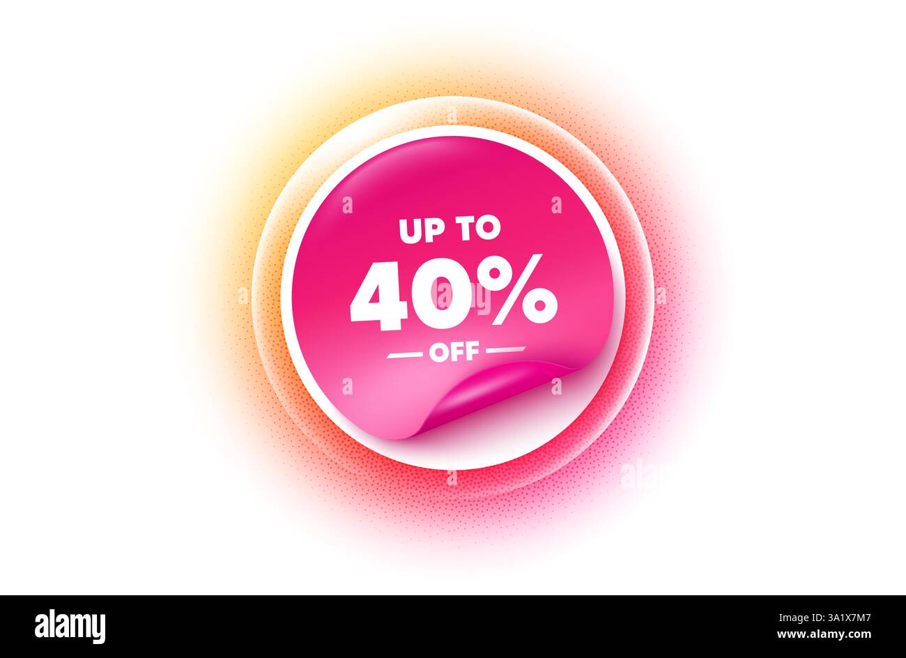 Up to 40 percent off sale. Discount offer price sign. Sticker gradient ...