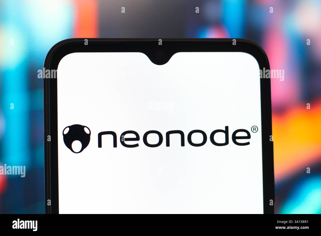 In this photo illustration, the Neonode logo is seen displayed on a ...