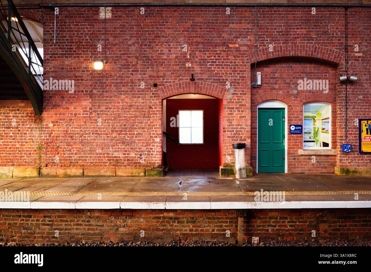 Detail of the extensive brickwork at Filey railway station Stock Photo ...