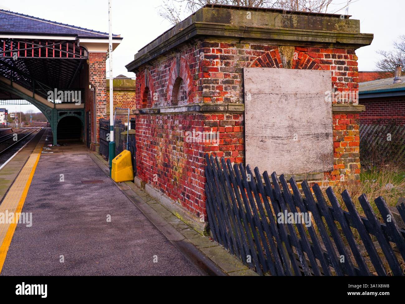 Filey railway station showing the base of the water tower Stock Photo ...