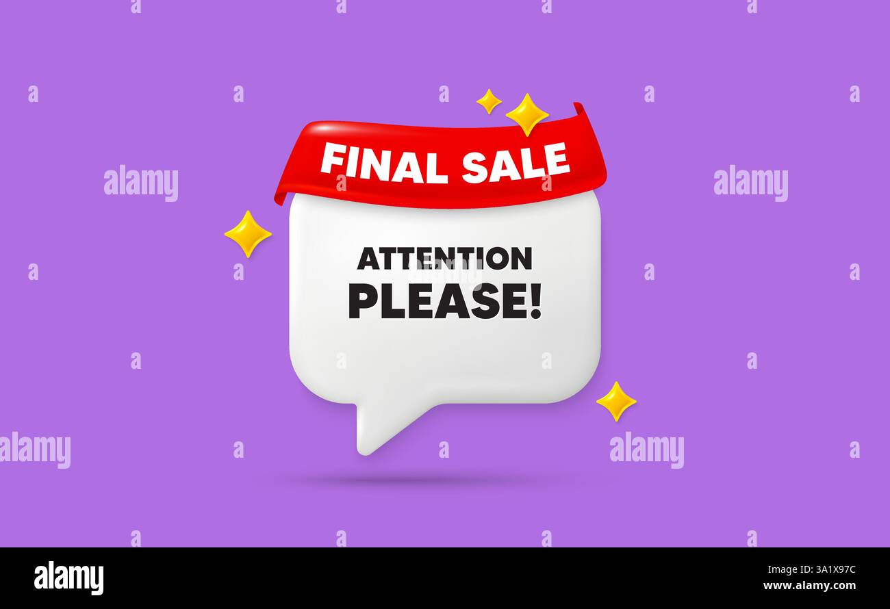 Attention please symbol. Special offer sign. Ribbon speech bubble ...