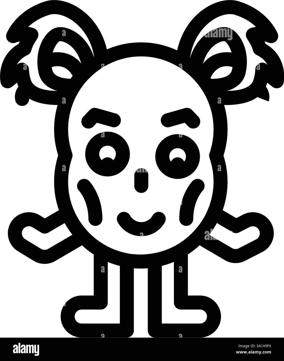 furry ears cute monster line icon vector illustration Stock Vector ...