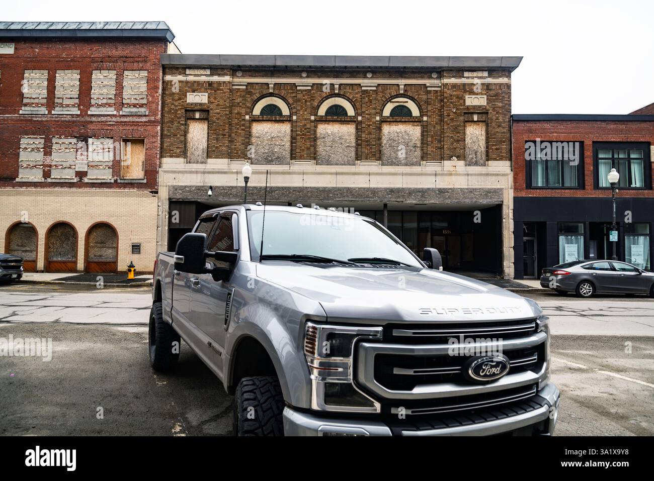 Historic Buildings on Main Street in downtown Augusta, capital of Maine ...
