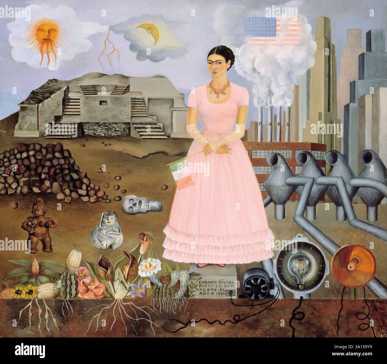 Frida Kahlo - Self-portrait on the Borderline between Mexico and the ...