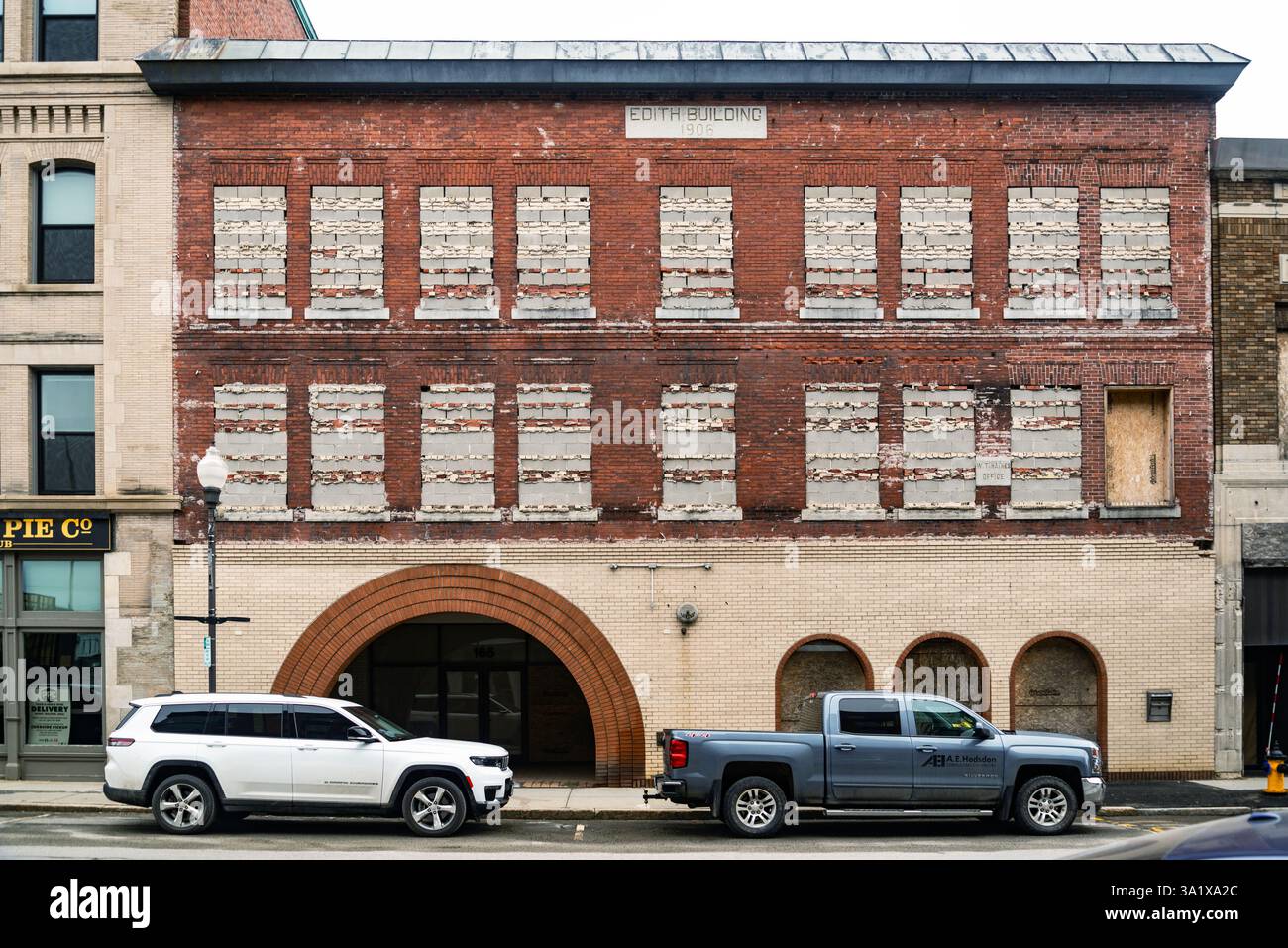 Historic Buildings on Main Street in downtown Augusta, capital of Maine ...