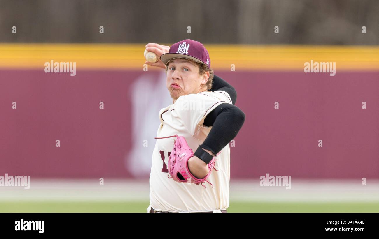 Alabama A&M pitcher Charlie Lazo (15) during an NCAA baseball game on ...