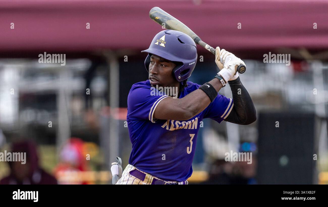 Alcorn State outfielder Reyfield Adams, III (3) during an NCAA baseball ...