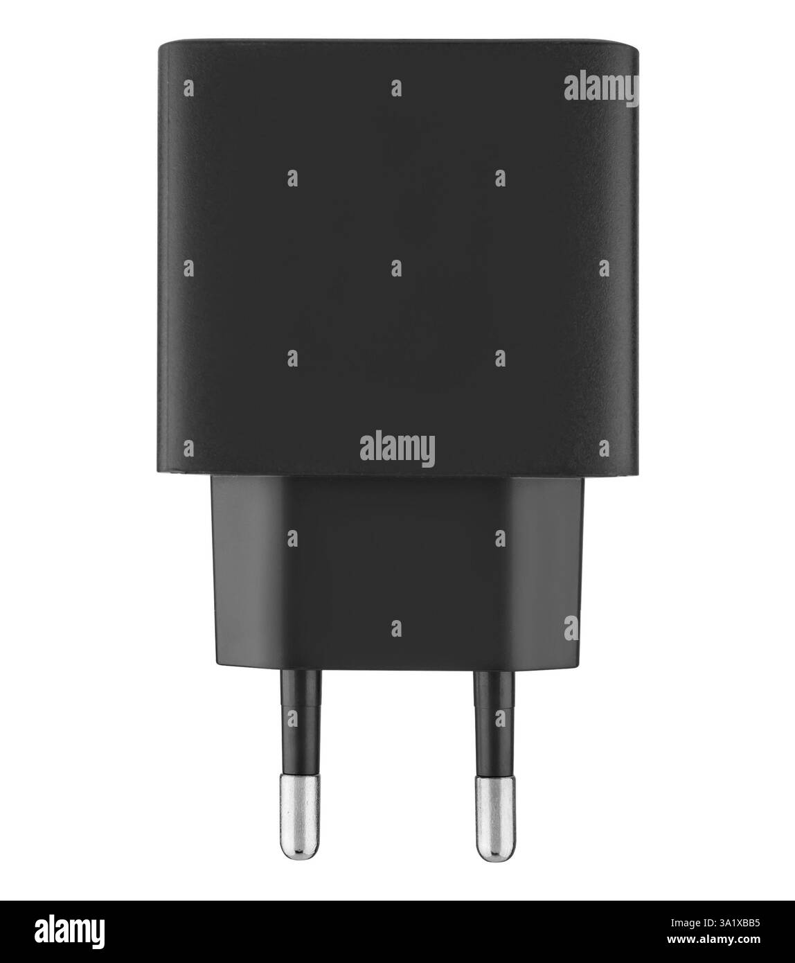 Stylish black power adapter on a white background. Compatible with a ...