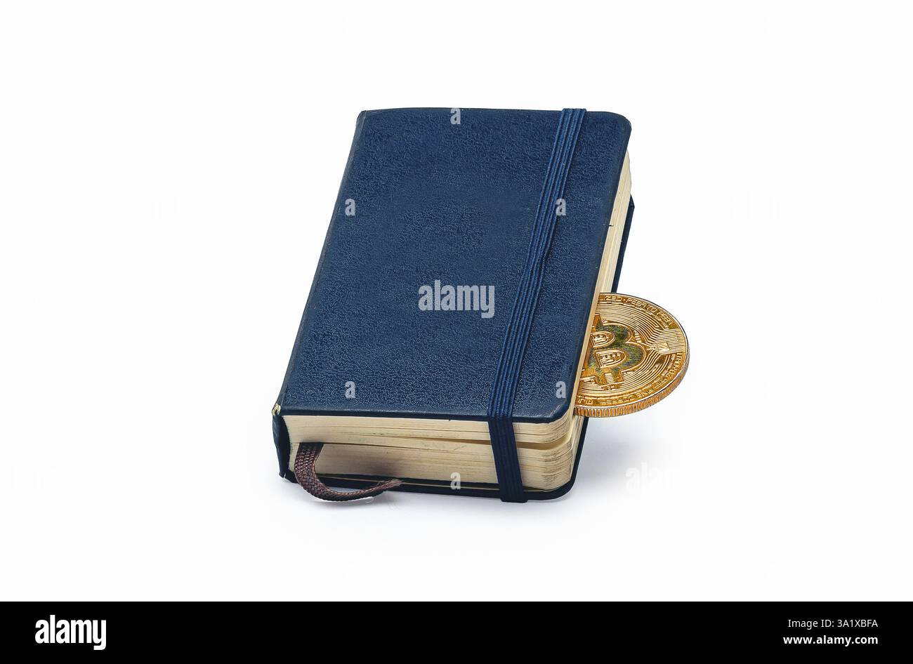Classic blue diary with ribbon bookmark and worn edges Stock Photo - Alamy
