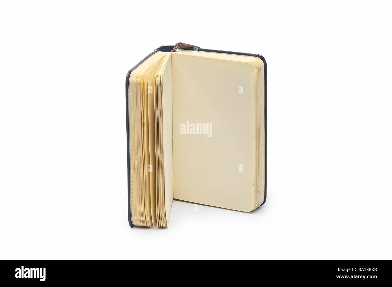 Isolated image of an open vintage notebook with yellowed pages Stock ...