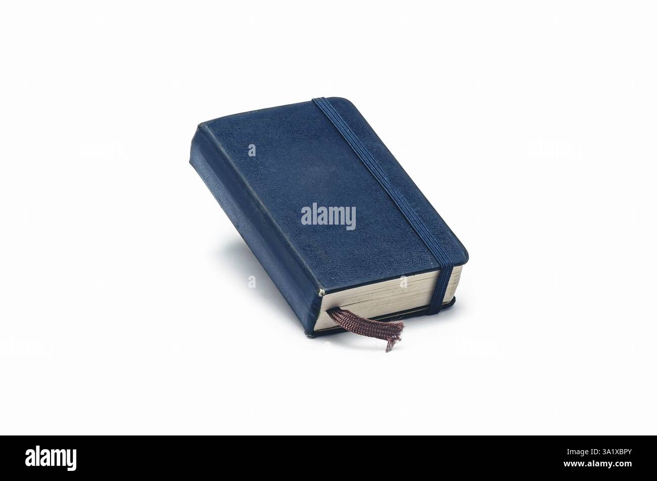 Old hardcover journal with aged pages and blue cover Stock Photo - Alamy