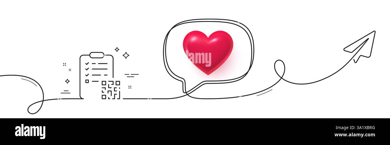 Qr code line icon. Continuous line with share plane. Scan barcode sign ...