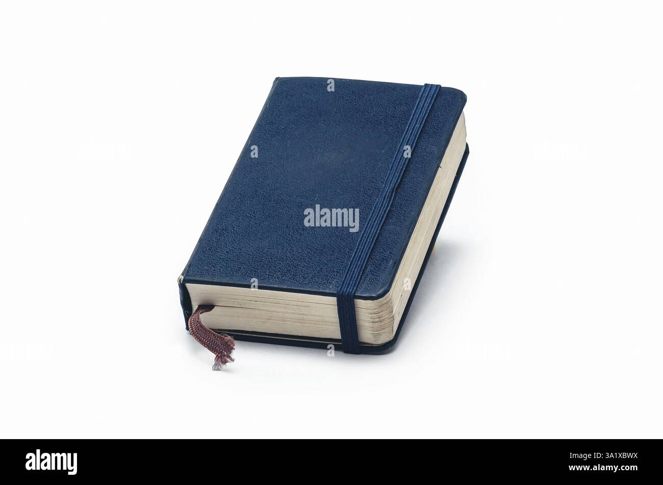 Classic blue diary with ribbon bookmark and worn edges Stock Photo - Alamy