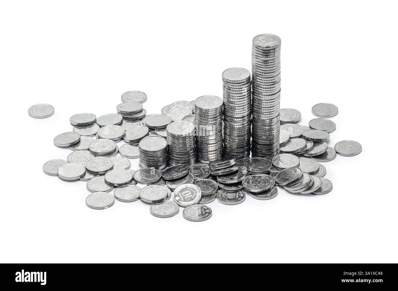 Stacks of silver coins hi-res stock photography and images - Alamy