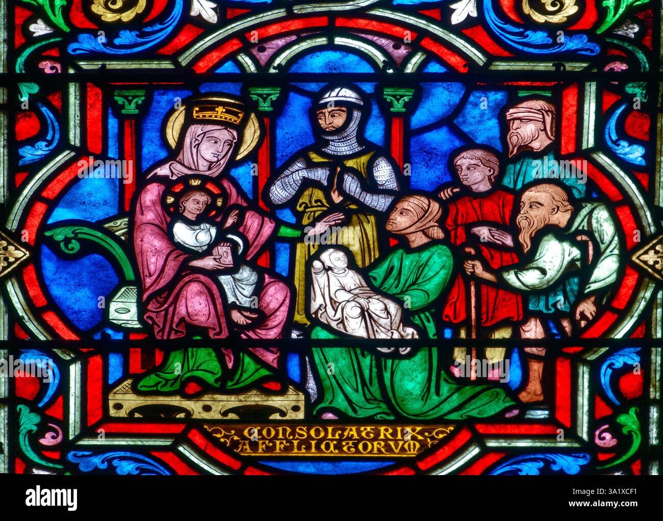 Dijon, FRANCE - 01-30-2025: Stained glass (19th century) of Virgin Mary ...