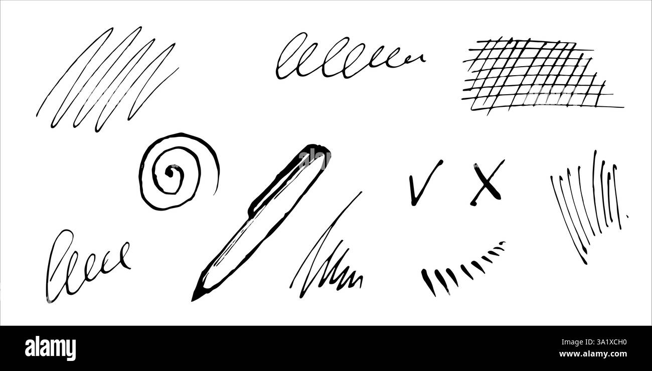 Writing ballpoint pen. Scribbles and sloppy handwriting painted by ...