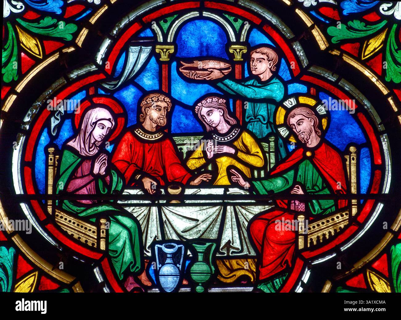 Dijon, FRANCE - 01-30-2025: Stained glass (19th century) of Miracle of ...