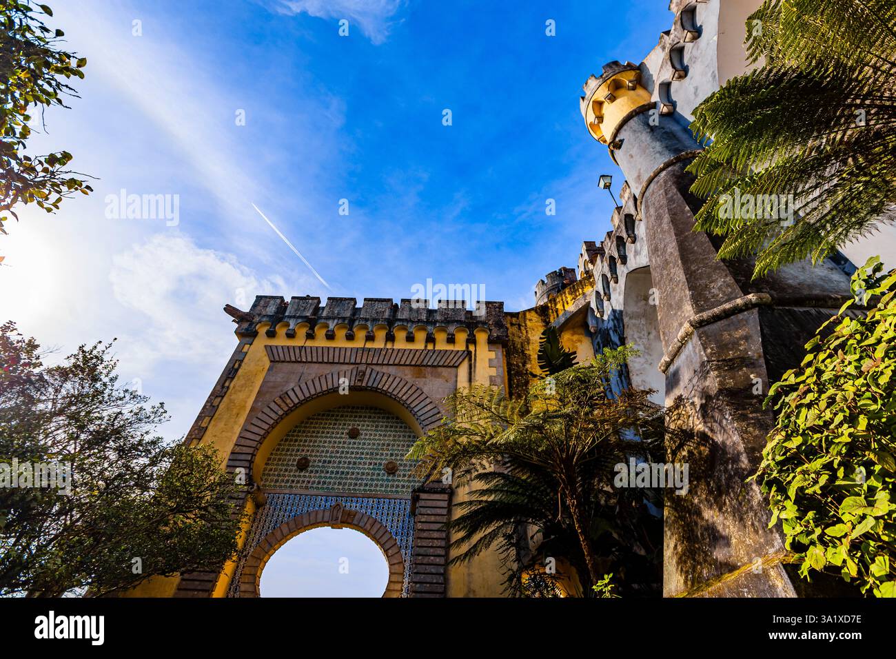 Under a brilliant blue sky, the colorful and intricate details of the ...