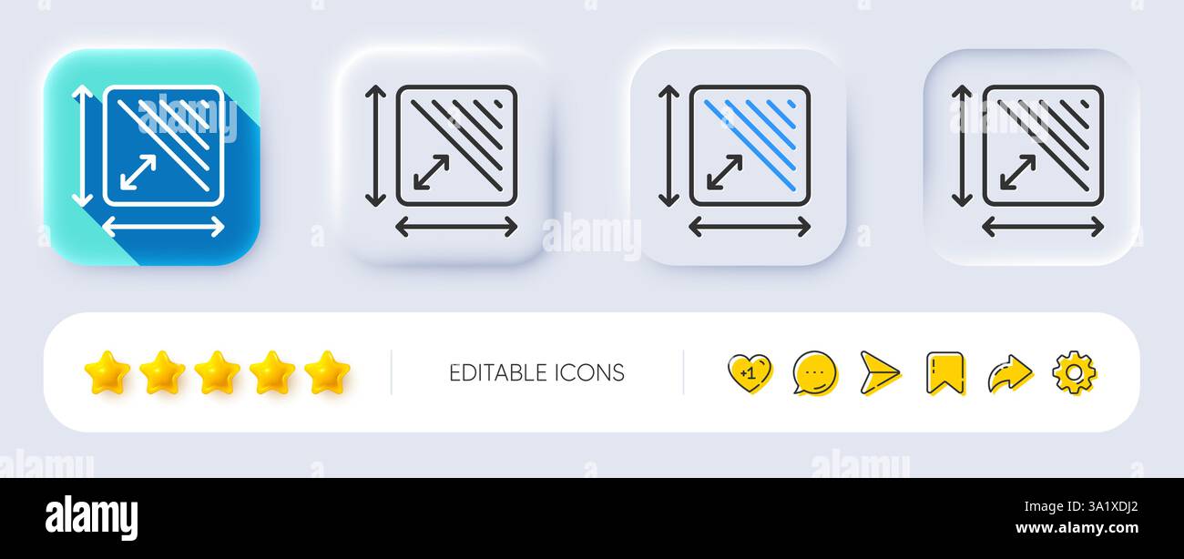 Square area line icon. Neumorphic, Flat shadow, 3d buttons. Room ...