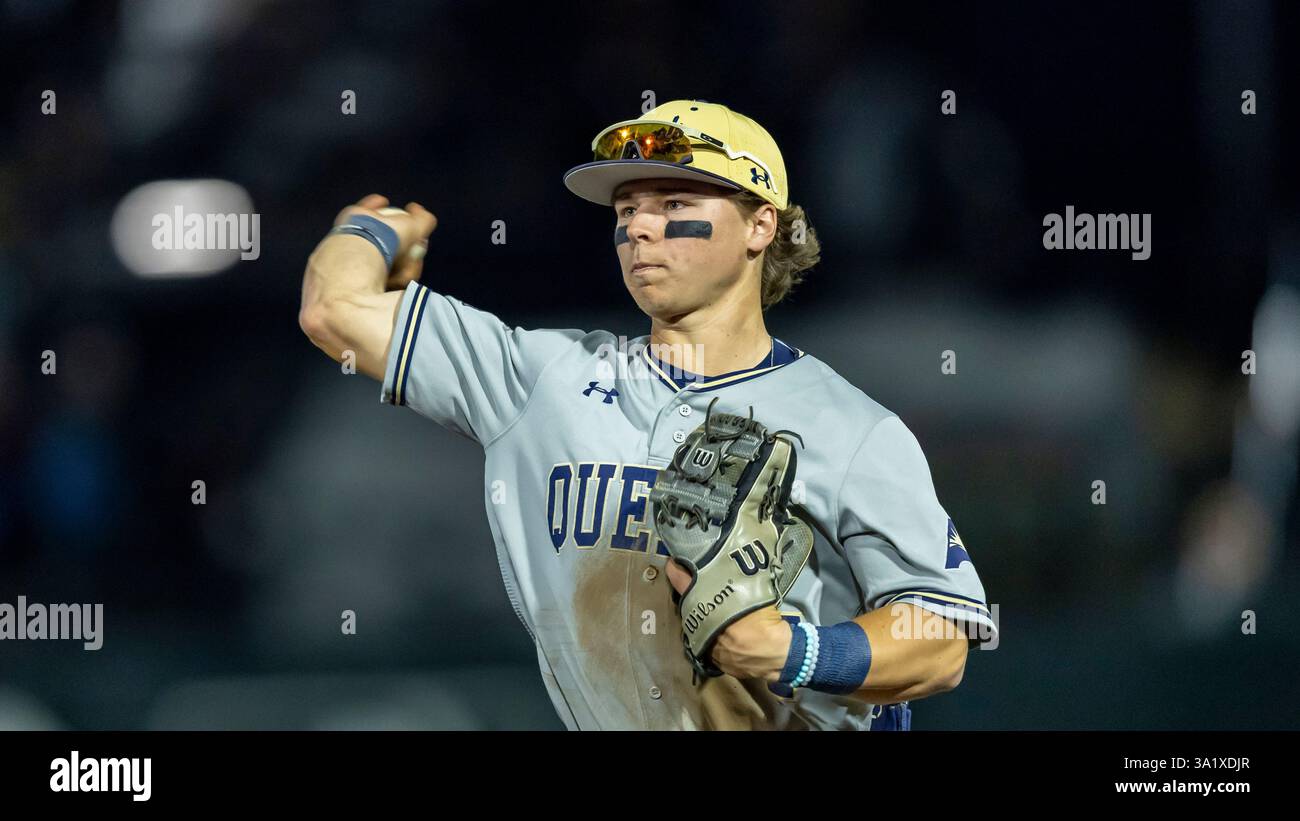 Queens infielder Jake Barbour (7) during an NCAA baseball game on ...