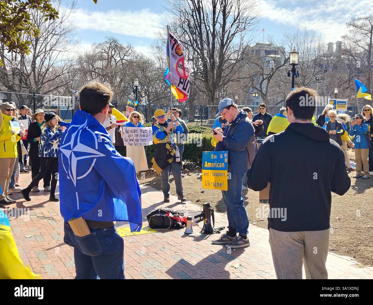 Washington, DC, USA - March 3, 2025: A street demonstration of a small ...