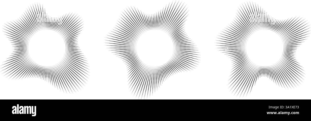 Sound wave, circular equalizer icons, round music soundwave shape ...