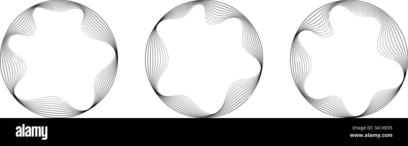 Abstract frame with wavy inner corners. Round border made with thin ...