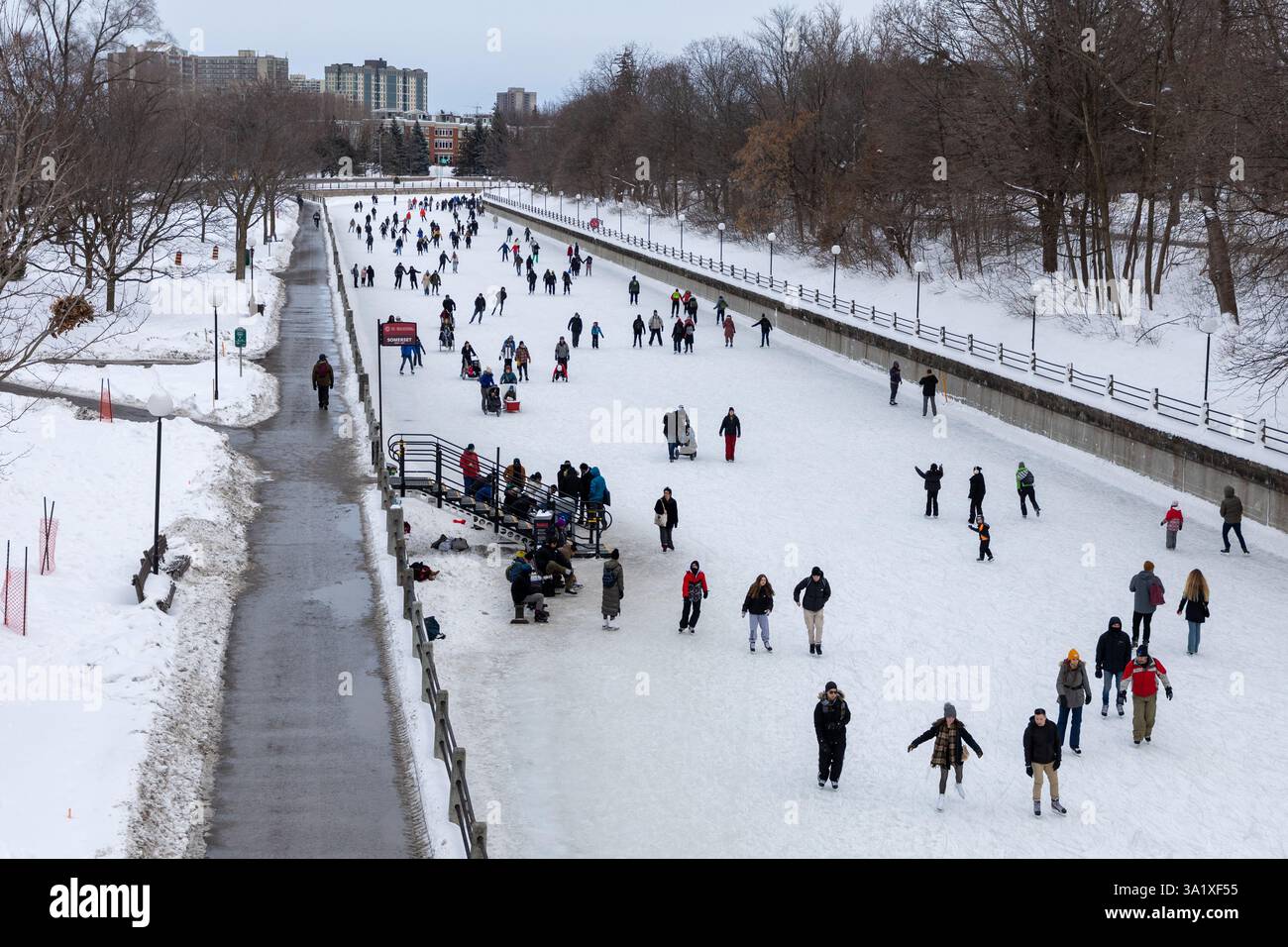 Ottawa, Canada - February 8, 2025: Rideau Canal ice skating rink in ...