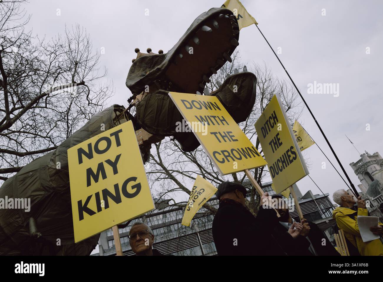 London, UK. 10th Mar, 2025. Activists from Republic stage a protest ...